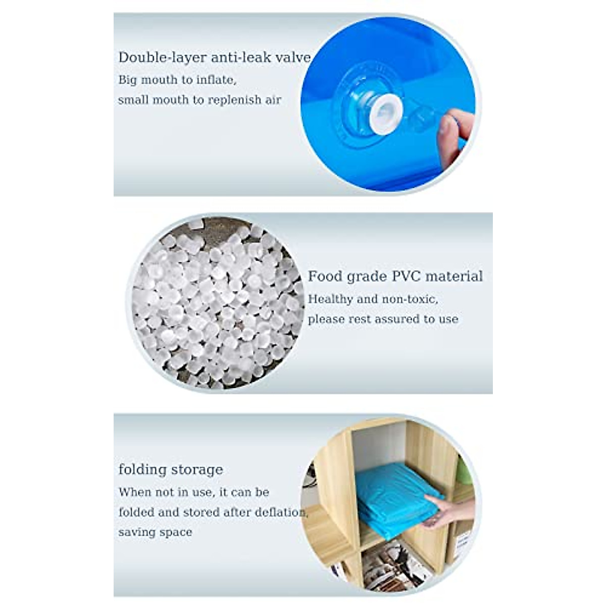 Gweaty XL Blue Color Inflatable Bathtub Plastic Portable Foldable Bathtub Soaking Bathtub Home SPA Bath, 160x120x60cm