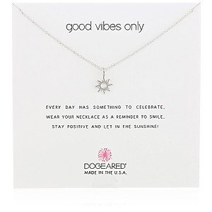 Dogeared Reminders- "Good Vibes Only" Sterling Silver Sun Charm Necklace, 16"+2" Extender