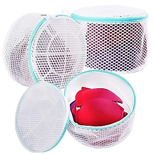 Plusmart Large Mesh Lingerie Bags for Laundry, Bra Washing Bag for Washing Machine/Washer, D to E Cup,3 Pack White