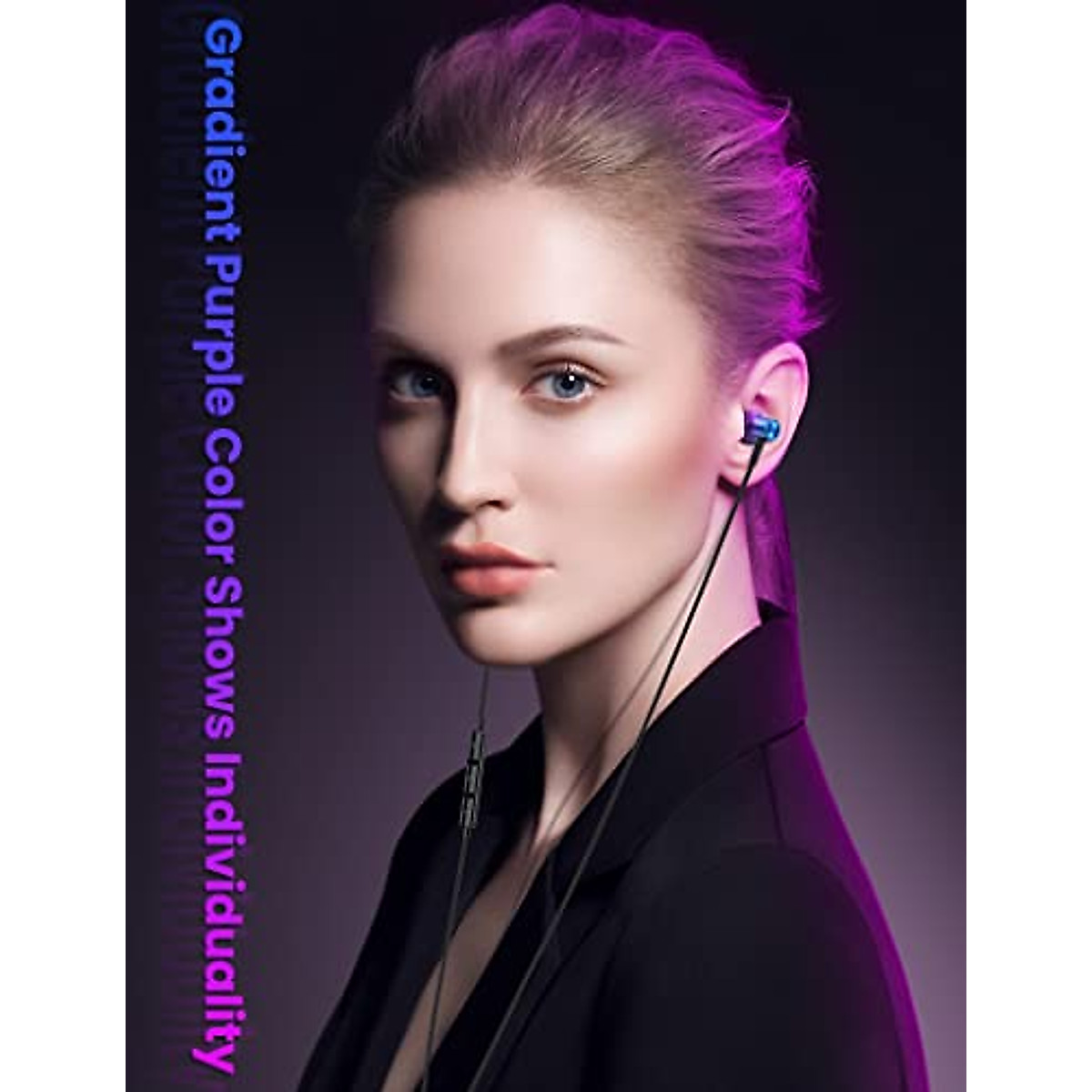 3.5mm Headphone for Moto G 5G Stylus,Wired Earbuds Magnetic HiFi Stereo with Microphone Volume Control Noise Cancelling Aux Earphone Airplane Headset for Samsung Galaxy A23 A14 A12 MP3 MP4 Purple