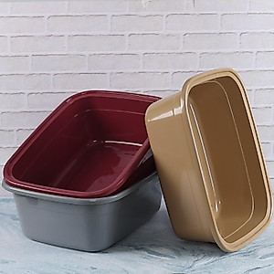 Utiao 18 Quart Wash Basin, Large Dish Tubs, 3 Packs(Dark Red, Grey, Khaki)