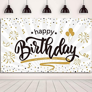Happy Birthday Backdrop Banner Happy Birthday Party Decorations for Men Women 30th 40th 50th 60th Birthday Anniversary Party Backdrop Decoration Photography Background for Women Men