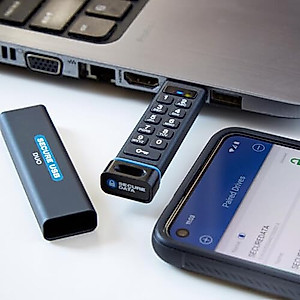 SecureData SecureUSB Duo 16GB Hardware Encrypted USB 3.0 Flash Drive FIPS 140-2 Level 3 Unlock via Keypad or Phone app TAA Compliant, CJIS, HIPAA, CMMC, GDPR Compliant, Works with Mac and Win Free AV