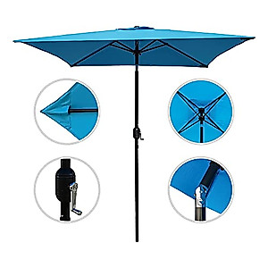 ABBLE Outdoor Patio Umbrella 6.5 Ft Square with Tilt and Crank, Weather Resistant, UV Protective Umbrella, Durable, 6 Sturdy Steel Ribs, Market Outdoor Table Umbrella, Aqua