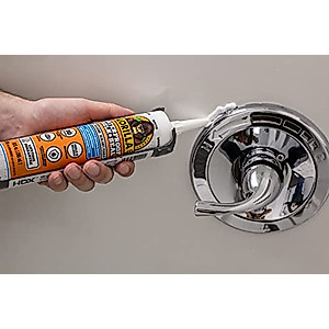 Gorilla Waterproof Caulk & Seal 100% Silicone Sealant, White, 10oz Cartridge (Pack of 1)