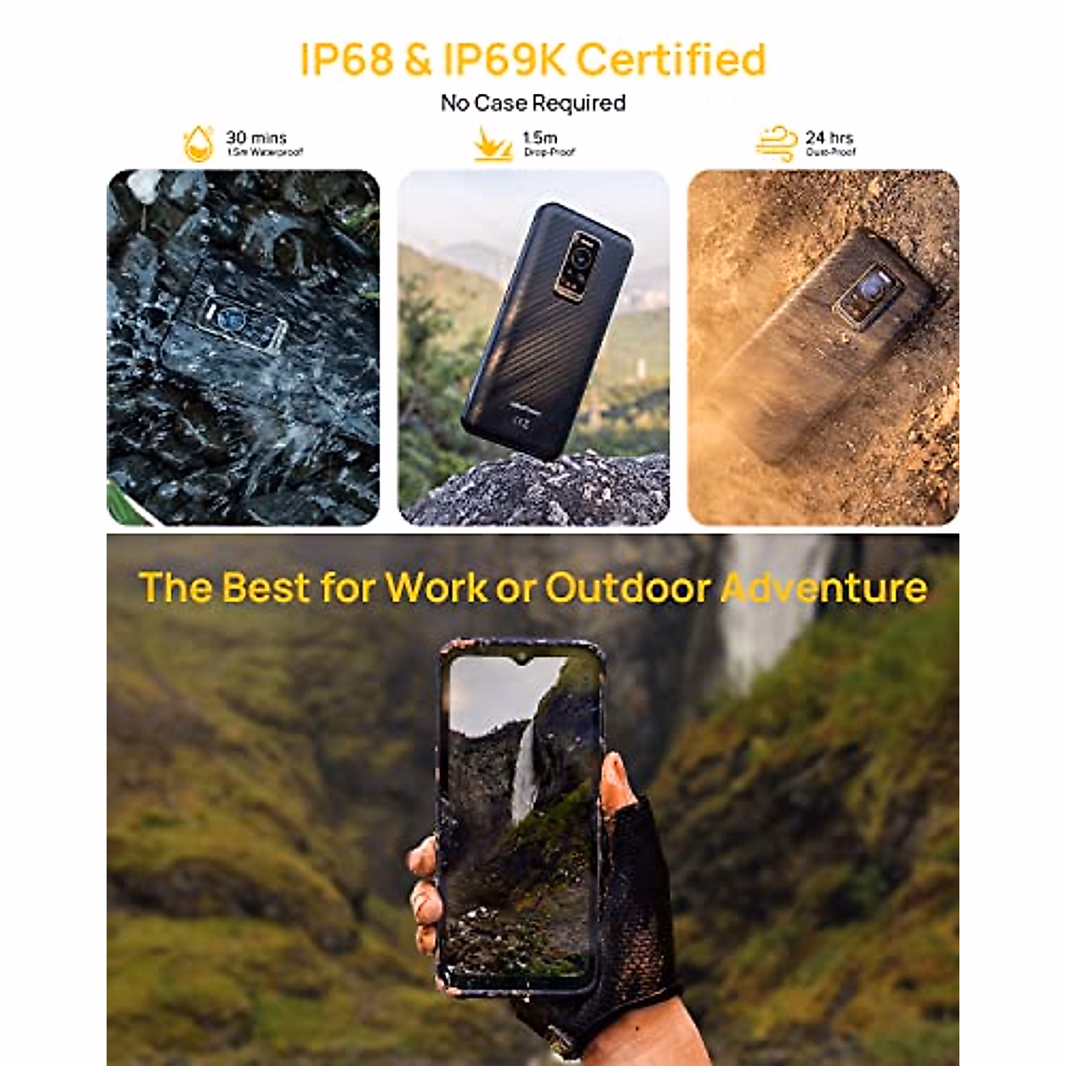 Ulefone Armor 17 Pro Rugged Smartphone, 13GB + 256GB, 108MP Triple Camera, 8MP Night Vision Camera, 66W Fast Charging, Helio G99 Processor, 6.58" FHD+, Android 12, 4G Dual SIM Unlocked Rugged Phone