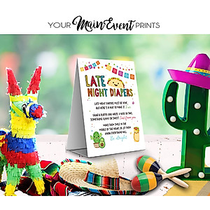 Your Main Event Prints Baby Shower Game Fiesta Taco Late Night Diaper Sign - 1 Self-Standing Poster - Fun and Festive Baby Shower Activity