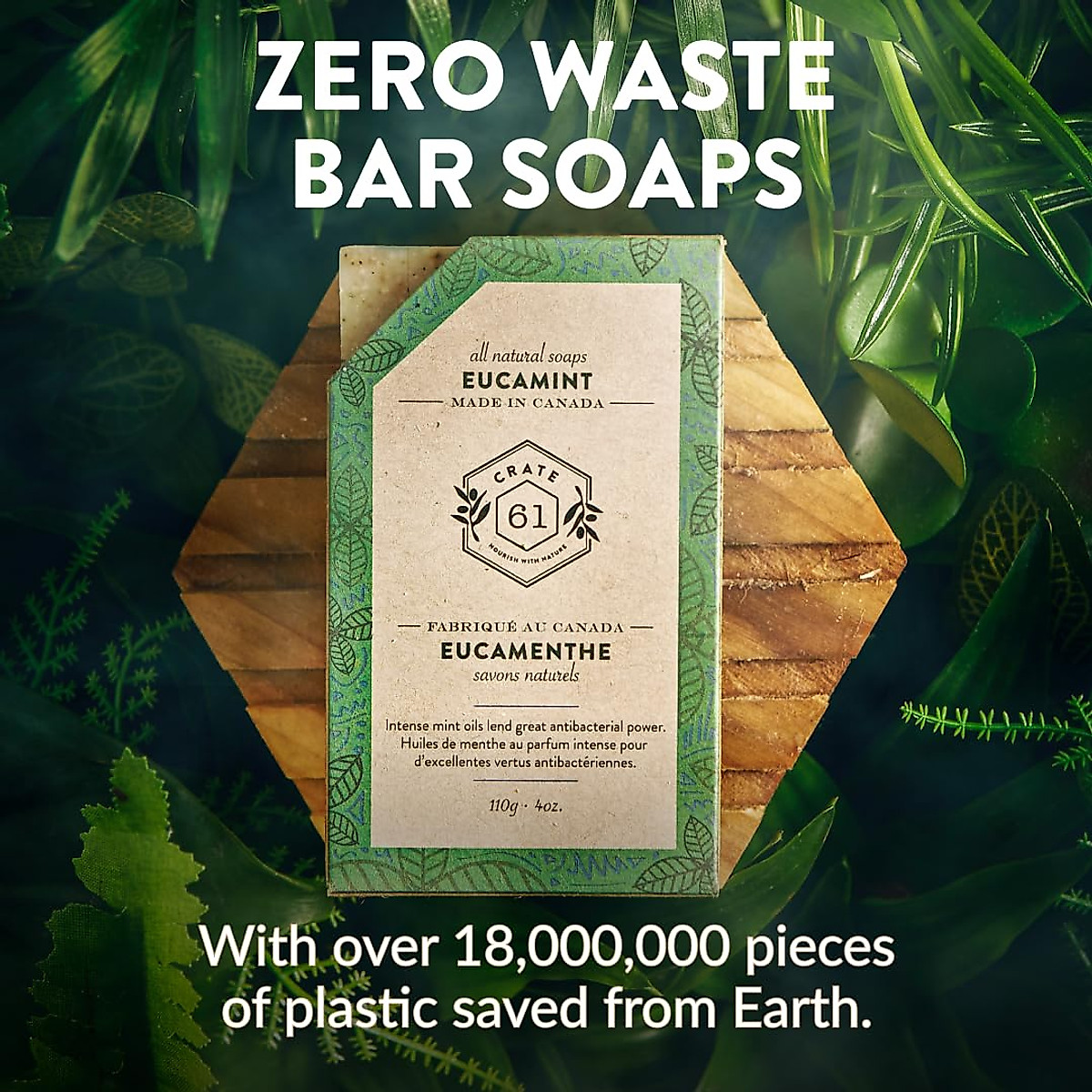 Crate 61, Handmade in Canada, Plant Based Cold Process Natural Bar Soap For Face And Body, With Premium Essential Oils, Eucalyptus & Peppermint For Men And Women 3 Pack (Eucamint)