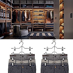 Pants Rack Hanger | 4 Tier Hangers with Clips,Slacks Jeans Trouser Hanger for Organizing Towels, Skirts, and Pants for Bedroom and Closet Xuyuan