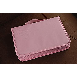 Psalm 96:13 Flower Bible Cover for Women, Zippered, with Handle, Canvas, Pink, Large