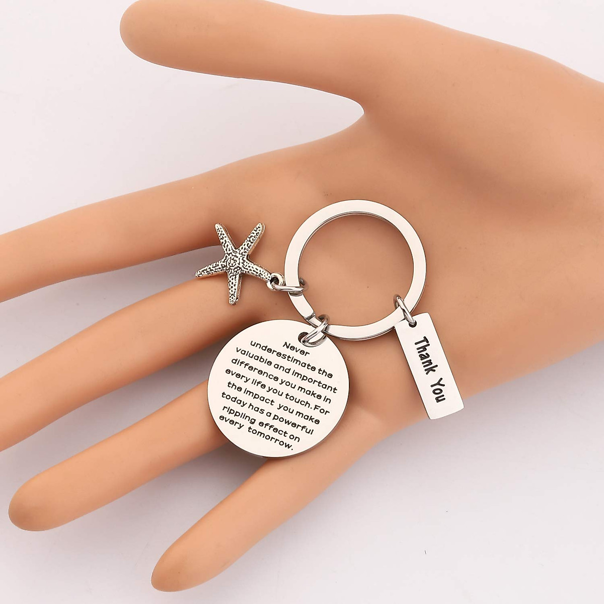 BAUNA Starfish Keychain Never Underestimate The Valuable And Important Difference You Make Social Worker Thank You Gift Volunteers Jewelry (Starfish Keychain)