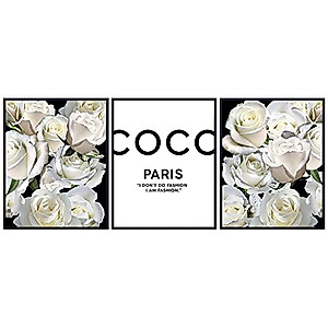 Fashion Quotes Set - Chic Modern Fashion design Home Decor for Bedroom, Living room, Bathroom, Office - Glam Wall Art Decor - Luxury Gift for Woman - Elegant White Roses - Designer Art print Set