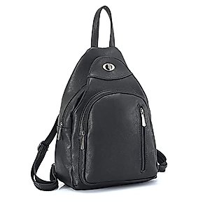 OISLUMU Small Backpack Purse for Women Fashion PU Leather Backpack Convertible Ladies Sling Bag (Black)