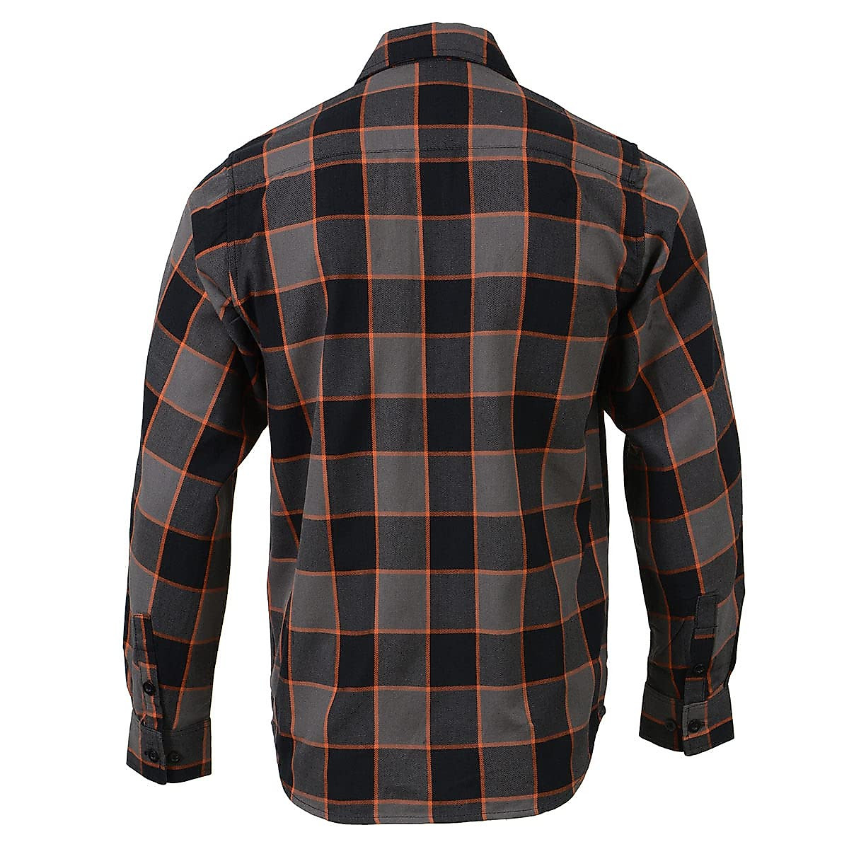Milwaukee Leather MNG11648 Men's Grey with Brown and Orange Long Sleeve Cotton Flannel Shirt - Small