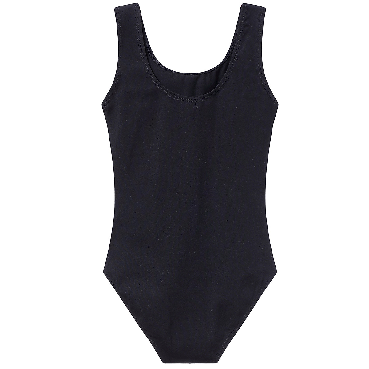 MdnMd Sleeveless Tank Leotard for Girls with Mesh Cross Front (Black, 12-14 Years)