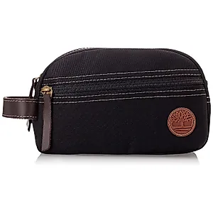 Timberland Men's Toiletry Bag Canvas Travel Kit Organizer, Black, One Size