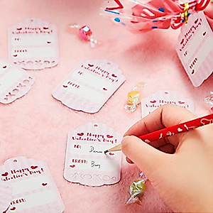 JOYIN 150 Pcs Valentine Gift Bags Long Cellophane Bags with Gift Cards and Twist Ties Valentine Goodies Bags for Valentines Day Party Favors Supplies