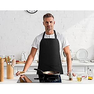 Utopia Kitchen Adjustable Bib Apron (10-Pack) Water Oil Resistant Chef Cooking Kitchen Mens Womens Waitress Server Work Aprons with Pockets (Black)