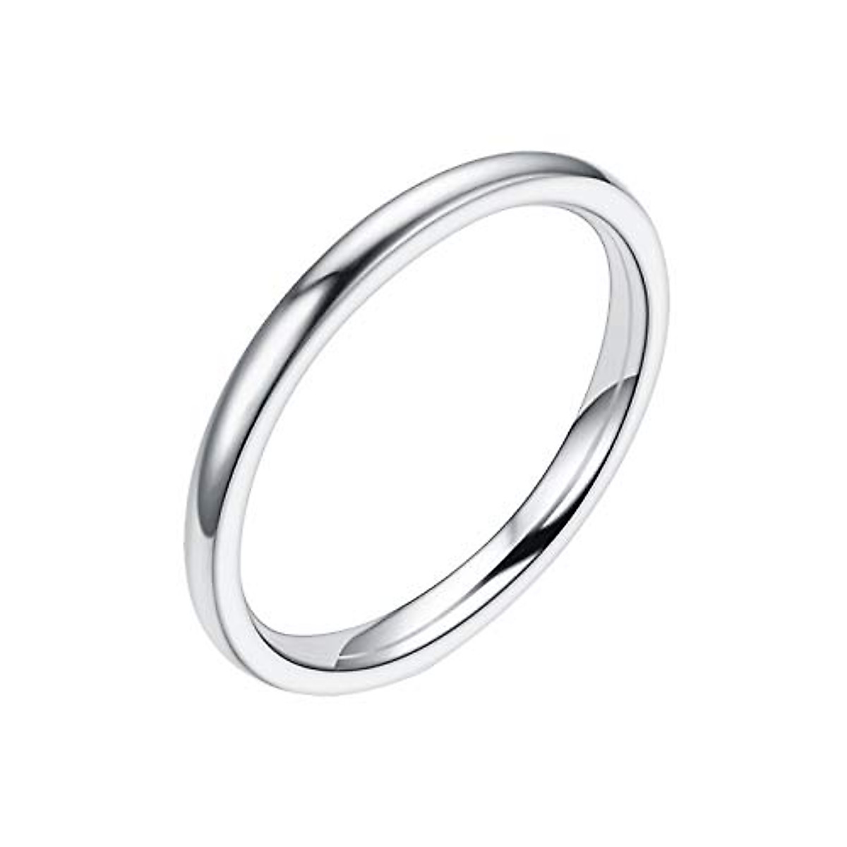 2mm Stainless Steel Ring Classical Plain Stackable Ring for Women Wedding Band Thin Ring Statement Band (Silver-1, 8)