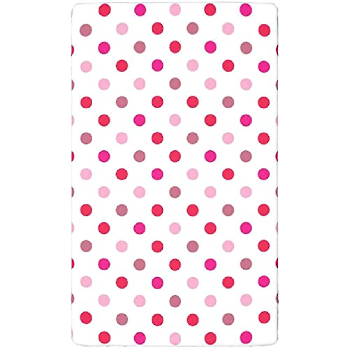 Polka Dots Themed Fitted Mini Crib Sheets,Portable Mini Crib Sheets Soft & Stretchy Fitted Crib Sheet-Baby Sheet for Boys Girls,24“ x38“,Baby Pink Fuchsia White