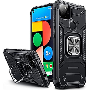 Google Pixel 5a Case (5G), Vakoo Military Grade Protection Heavy Duty Shockproof Protective Phone Case with Kickstand Ring Holder for Google Pixel 5a 5G (2021), Black