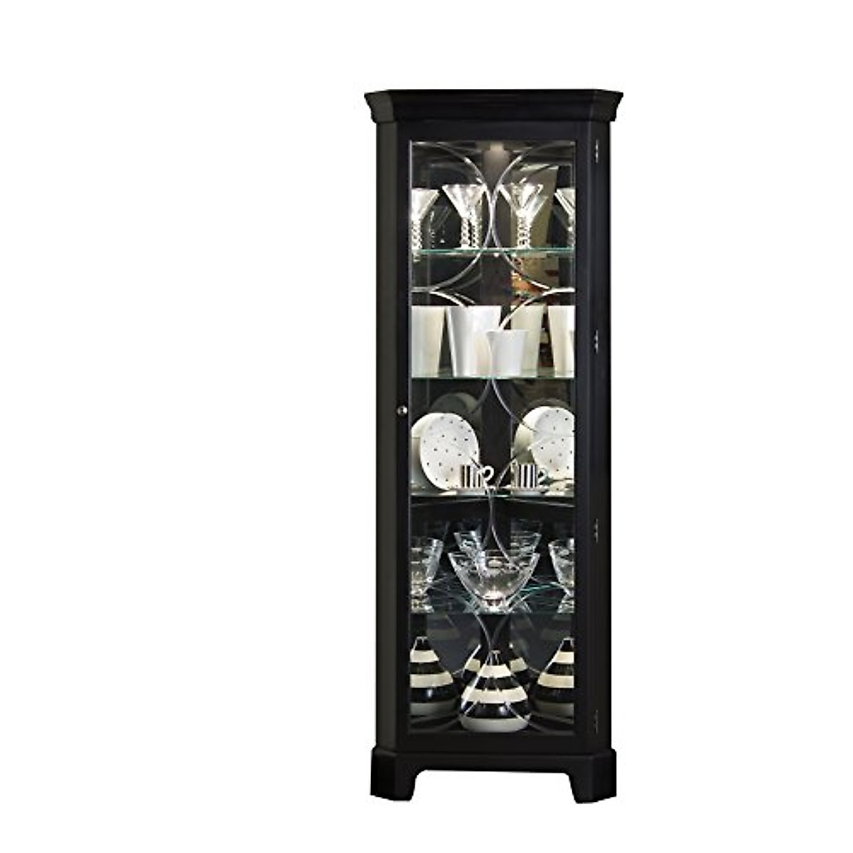 Pulaski Corner Curio, 27 by 15 by 74-Inch, Black