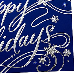 Hallmark Boxed Holiday Cards, Happy Holidays (40 Blue and Silver Cards with Envelopes) (1XPX5163)