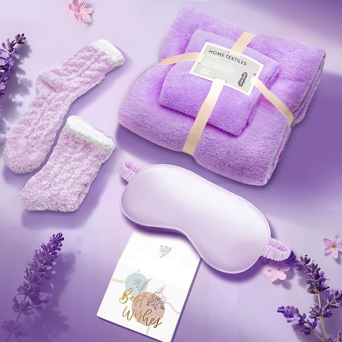 Mzoyell Get Well Soon Gift Baskets for Women, Get Well Gifts for Women After Surgery Care Package, Self Care Gift Set, Thinking of You Feel Better Gift Box for Sick Friend(Purple)