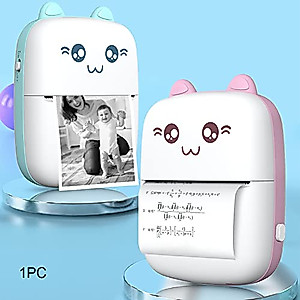 EMVANV Mini Pocket Thermal Printer, Portable Bluetooth Compatible Travel Printer Label Printer Printable Photos, Lists, QR Codes, Notes with Printing Paper(Blue)