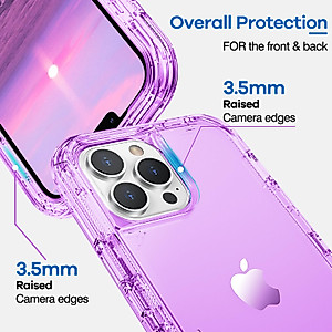 ORIbox for iPhone 13 Pro Max/12 Pro Max Case Purple, [10 FT Military Grade Drop Protection], Transparent Heavy Duty Shockproof Anti-Fall Case for iPhone 13/12 Pro Max,6.7 inch,3 in 1, Crystal Purple