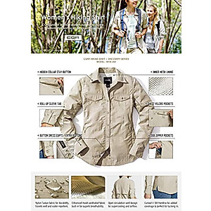 CQR Women's UPF 50+ Long Sleeve Hiking Shirts, Quick Dry Outdoor UV/Sun Protection Button Down Shirts, Dry Fit Fishing Shirts Teal, Large