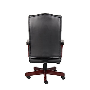 Boss Office Products Classic Executive Caressoft Chair with Mahogany Finish in Black