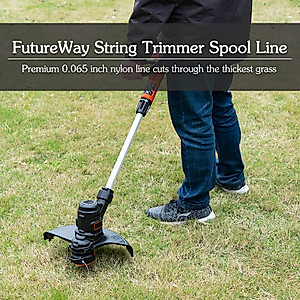 FutureWay Weed Eater Spool Compatible with Black Decker GH900 LST201 Cordless Trimmer, 0.065" 30foot Strimmer Trimmer Spools for AF-100, 6 Spools and 1 Cap