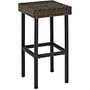 Crosley Furniture Palm Harbor 3-Piece Wicker Outdoor Bar Set with Two Stools for Backyard, Patio, Deck, Balcony, Brown