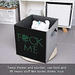 Fuck Me Clover Collapsible Storage Bins Cubes Organizer Trendy Fabric Storage Boxes Inserts Cube Drawers 11 Inch