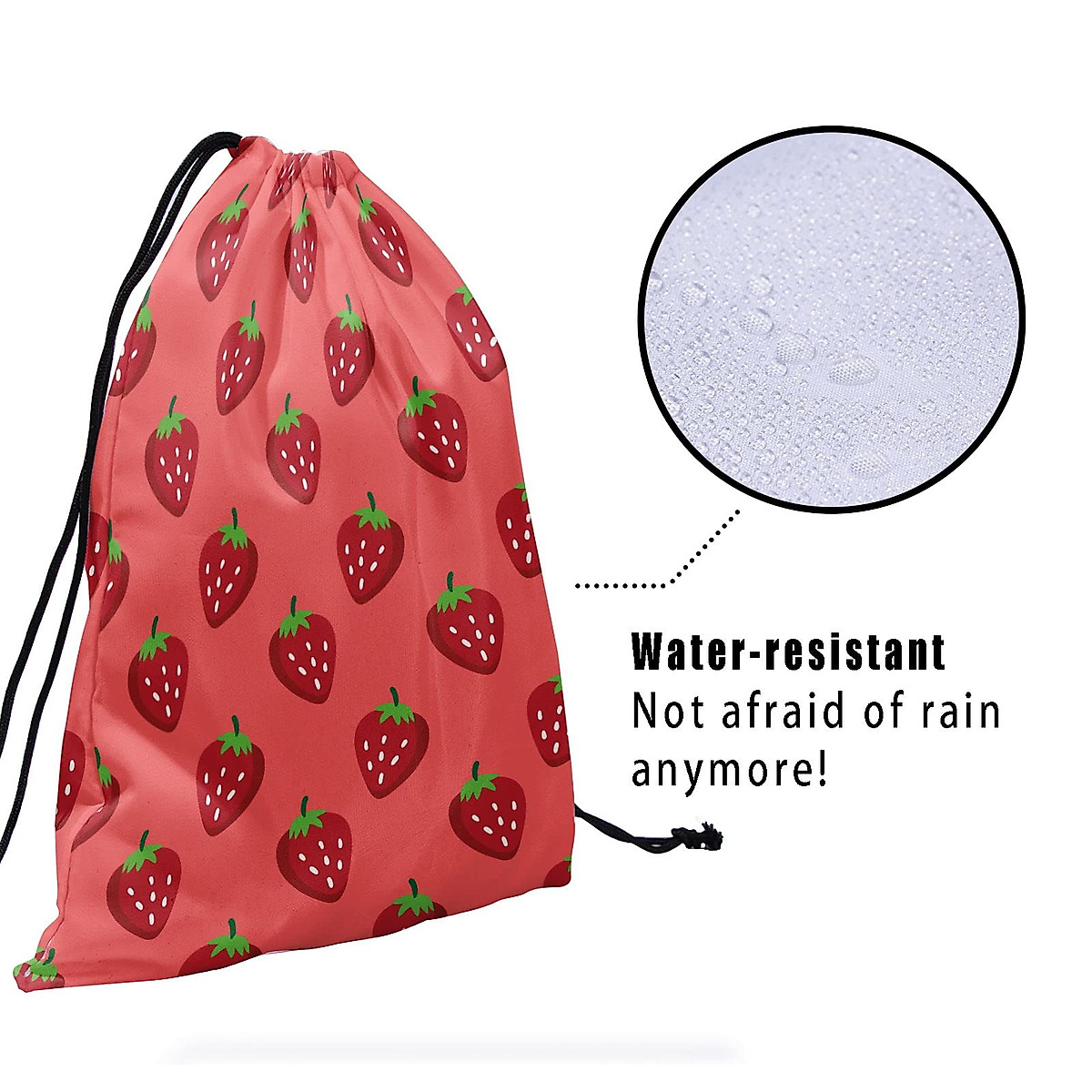 Red Strawberry Gymnastics Grip Bag - Pink Strawberries Grip Bags for Gymnasts Cute Juicy Fruit Gymnastic Bag Tasty Ripe Spring Summer Fruits Gym Pouch Bag Water Resistant String Bag