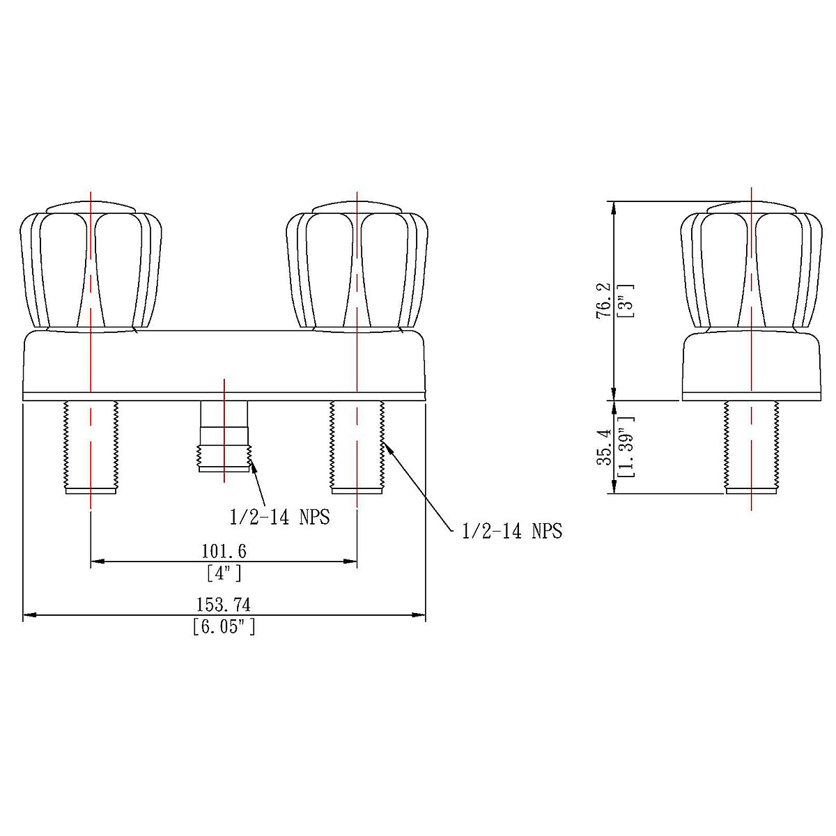 Laguna Brass 3330ABN Mobile Home Two Handle Non-Metallic 4" Shower Valve, Brushed Nickel Finish
