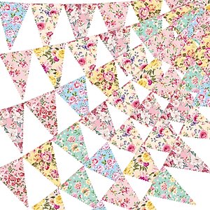 Faccito 49 Ft 5 Pcs Tea Floral Party Paper Bunting Decor Outdoor Bunting Banner Outdoor Vintage Bright Floral Paper Wildflower Garland Garden Theme Tea Party Bridal Shower Decorations for Women