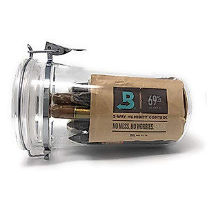 Acrylic Cigar Humidor Jar with Boveda 69% 2-Way Humidity System, 25 Cigar Capacity