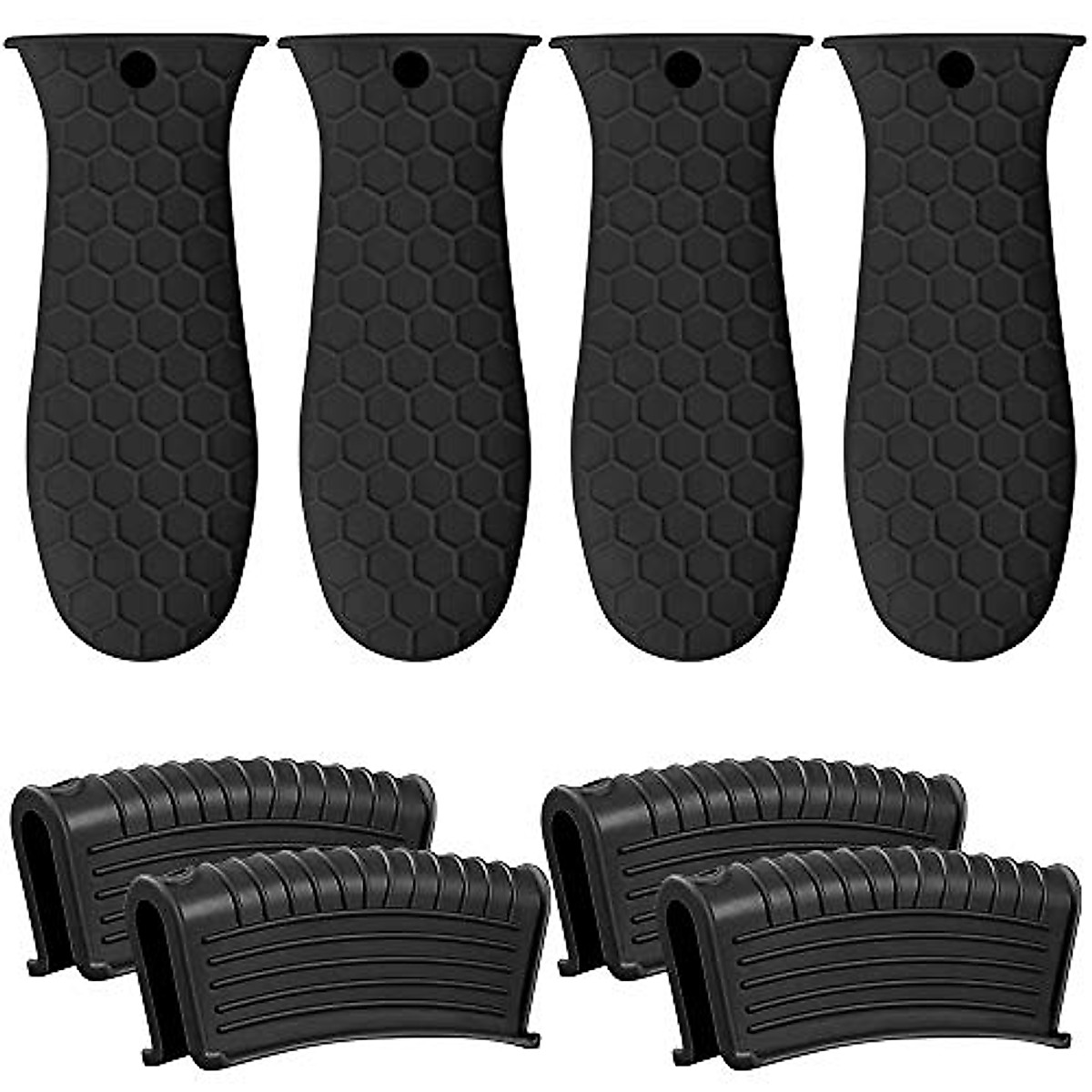 8 Pack Cast Iron Handle Cover, Silicone Hot Handle Holder, Assist Handle Holder, Non-Slip Pot Holder Sleeve, Pot Handle Covers Heat Resistant Potholder Cookware Silicone Cast Iron Handle Cover