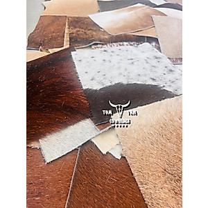 Tomtom Cowhides Nice Variety 15 Pieces Hair on Cow Hide Scrap Leather Hide Remnant (15) Pieces of Approx. 8" x 8"