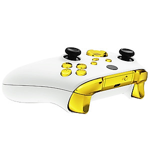 eXtremeRate Replacement Buttons for Xbox Core Wireless Controller, Chrome Gold Glossy Custom LB RB LT RT Bumpers Trigers Dpad ABXY Start Back Sync Share Keys Parts for Xbox Series X & S Controller