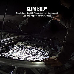 OLIGHT I3T Plus 250 Lumens EDC Pocket Slim Flashlight with 2 AAA Batteries and a PMMA Optic Lens, Tail-switch LED Flashlight with Dual Direction Pocket Clip for Camping, Outdoor, and Emergency (Black)