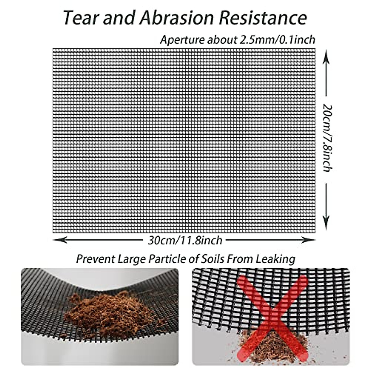 Flower Pot Hole Mesh Pad, 5Pcs 11.8 x 7.8 inch Rigid Polyethylene Squares Garden's Drainage Mesh Hole Screens, Mesh Pads for Pots, DIY Drainage Netting Pot Bottom Grid Mat, Keep Soil from Flowing Away