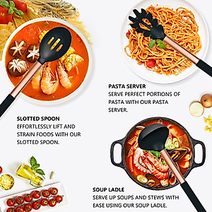 BBN Kitchen Utensils Set, Silicone Kitchen Utensils Set, 17Pcs Non-Stick Silicone Cooking Utensils Set, Heat Resistant Rose Gold Kitchen Utensil Set with Holder