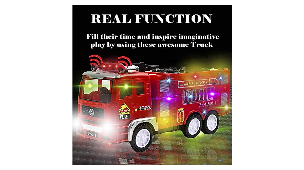 Toysery Fire Truck Toy - Realistic Kids' Fire Rescue Vehicle with Lights