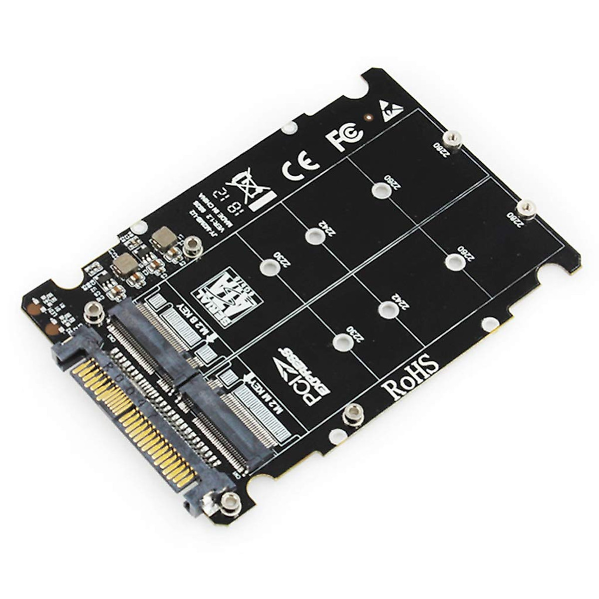 HELYZQ M.2 SSD to U.2 Adapter 2in1 M.2 NVMe and SATA-Bus NGFF SSD to PCI-e U.2 SFF-8639