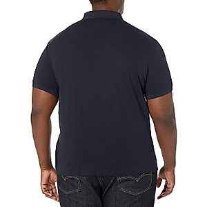 A｜X ARMANI EXCHANGE Men's Short Sleeve Contrast Logo Jersey Polo, Navy, M