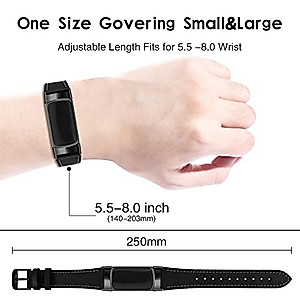 Mtozon Leather Bands Compatible with Fitbit Charge 5, Replacement Genuine Leather Straps for Women Men, Black