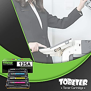 ToBeter 125A CB540A CB541A CB542A CB543A Compatible Toner Cartridge for HP Color Laserjet CP1215 CP1518ni CM1312nfi CM1312 CP1515n CP1525nw M251 Printer 4 Pack(Black Cyan Magenta Yellow)